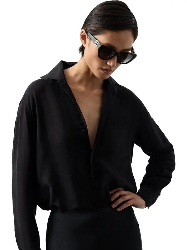 Ralph Lauren Relaxed Fit Linen Voile Shirt - Black