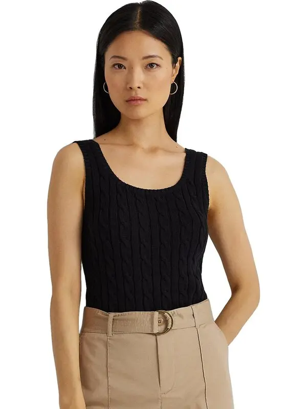 Ralph Lauren Sleeveless Cable-knit Sweater - Black