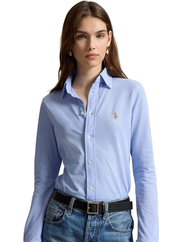 Ralph Lauren Slim Fit Knit Cotton Oxford Shirt - Blue