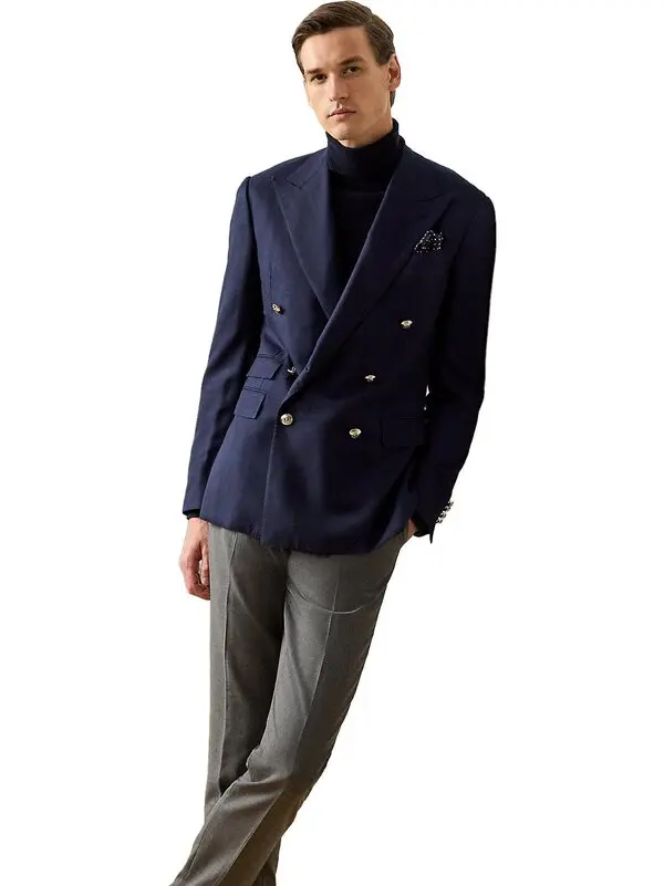 Ralph Lauren Gregory Hand-tailored Wool Serge Trousers - Medium Grey