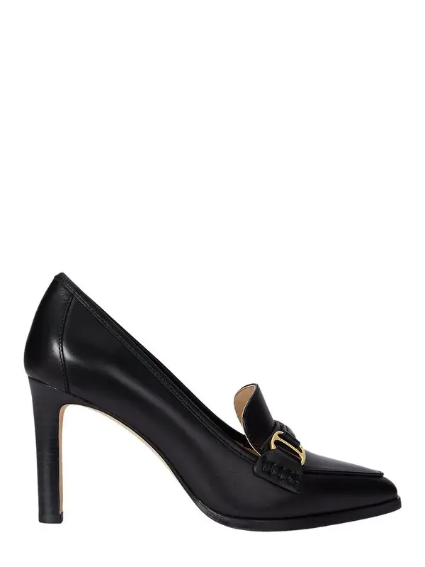 Ralph Lauren Tasha Leather Pump With Equestrian Hardware - Black