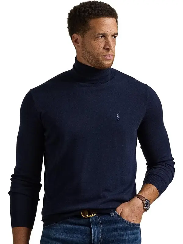 Ralph Lauren Washable Wool Turtleneck Sweater - Hunter Navy