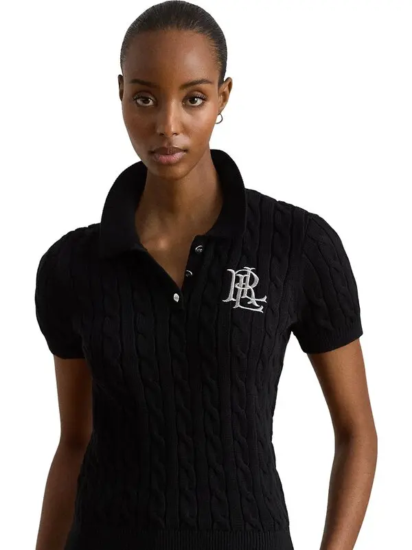Ralph Lauren Cable-knit Cotton Polo Sweater - Black