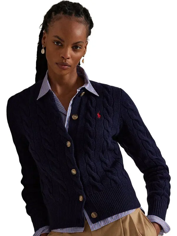 Ralph Lauren Cable-knit Wool-cashmere Cardigan - Hunter Navy