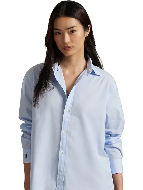Ralph Lauren End-on-end Cotton Oversized Shirt - Light Blue