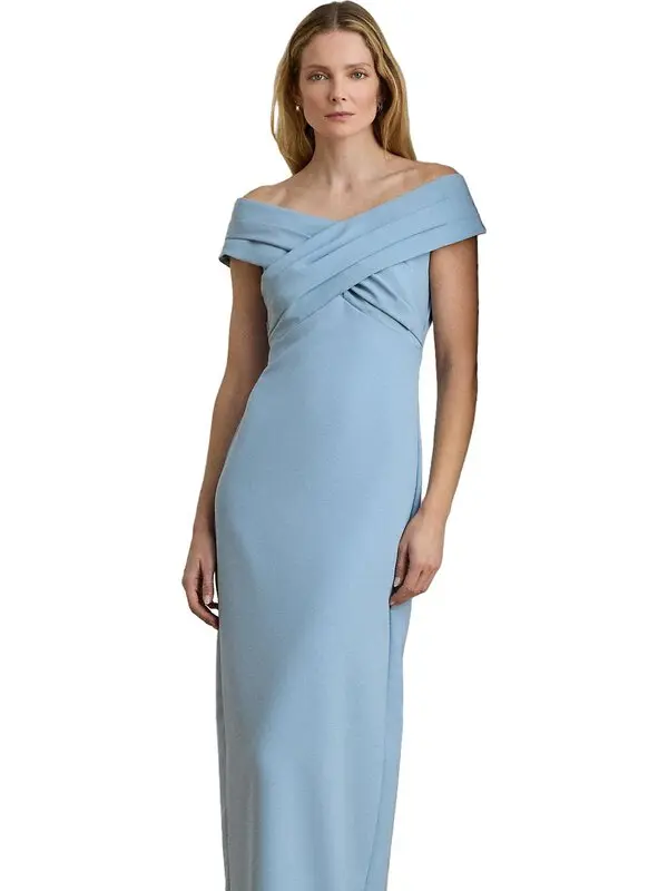 Ralph Lauren Off-the-shoulder Crepe Gown - Blue Note
