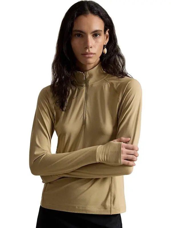 Ralph Lauren Rlx Stretch Jersey Quarter-zip Pullover - Classic Tan