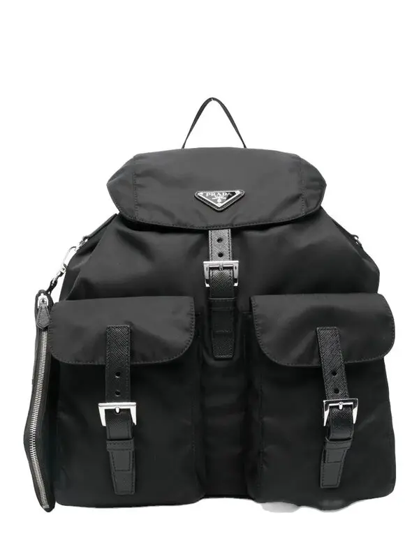 Prada Medium Backpack In Re-nylon With Pouch - Black