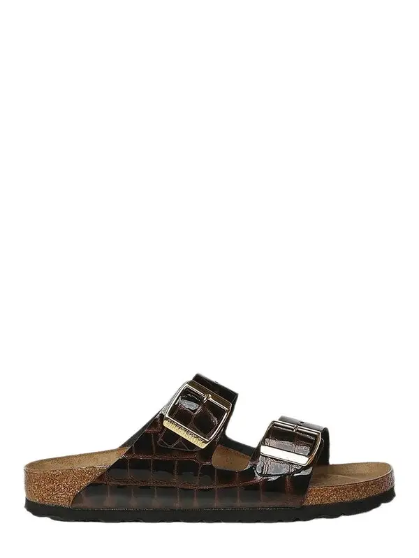 BIRKENSTOCK Arizona Sandals In Natural Leather With Croc Effect - Black