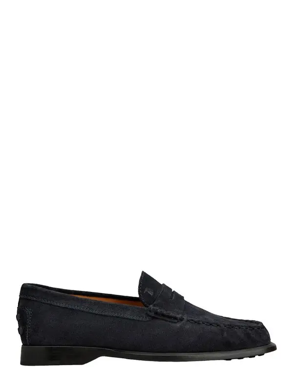 TOD`S Ruffled Suede Loafers - Blue