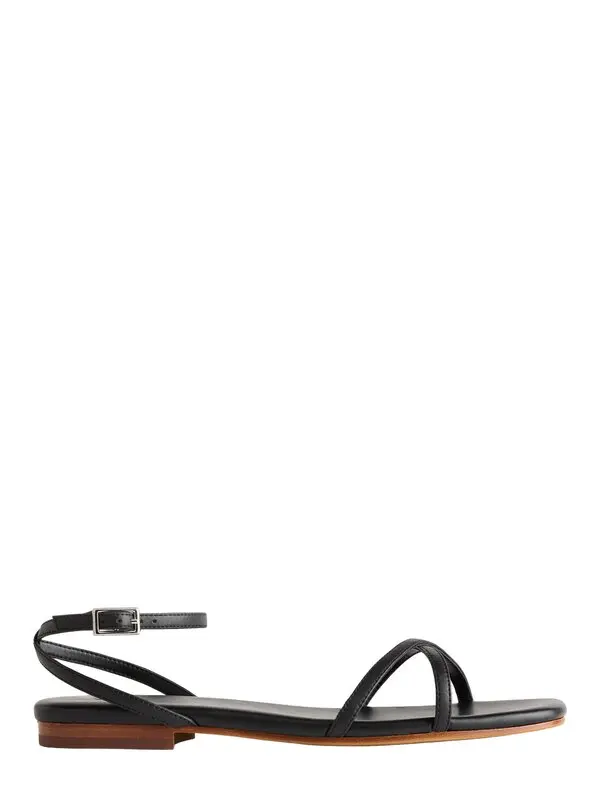 Quince Italian Leather Ankle Strap Sandal - Black