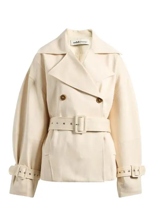 Oddmuse Double Breasted Belted Short Trench Coat - Stone