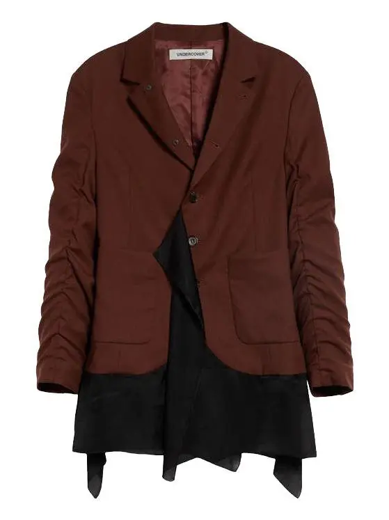 Undercover Wool Blazer With Sheer Hem - Brown
