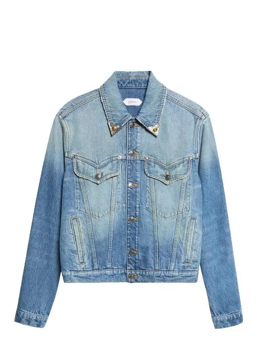 Versace Denim Jacket With Medusa Filigree Collar - Medium Blue