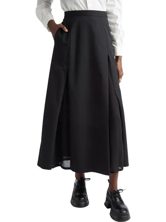 Undercover Slit Wool-blend Skirt - Black