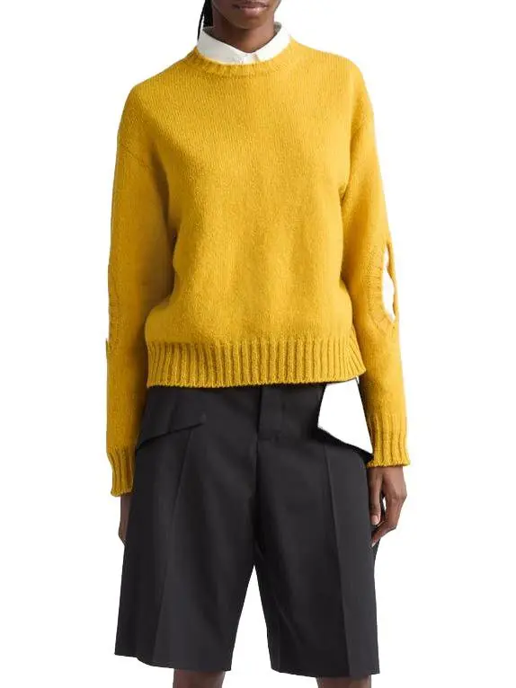 Undercover Cutout Wool Crewneck Sweater - Yellow