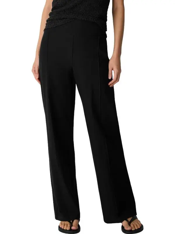 Eileen Fisher High Waist Wide Leg Pants - Black