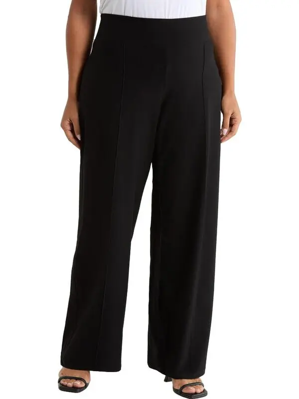 Eileen Fisher Seamed High Waist Wide Leg Pants - Black