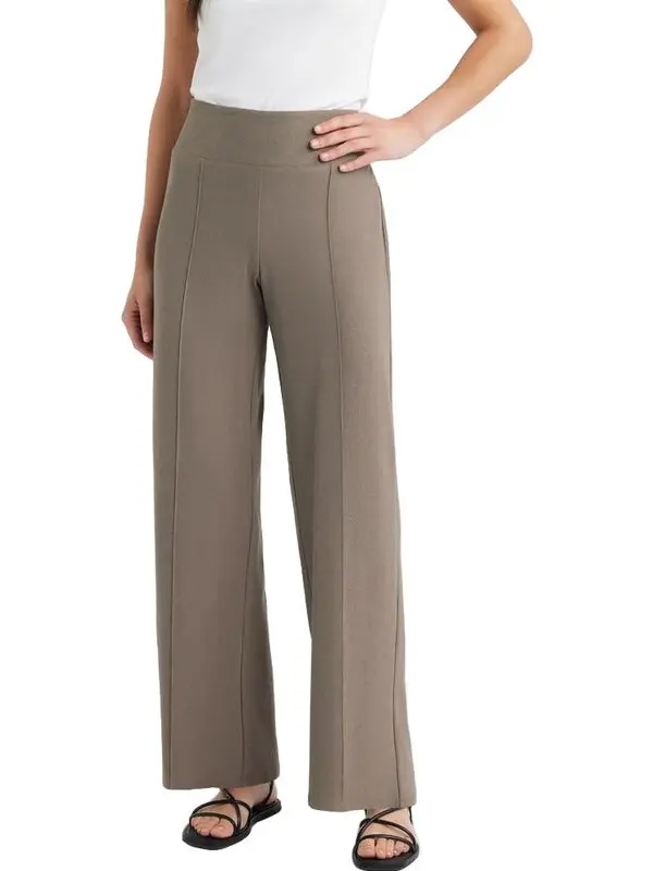 Eileen Fisher High Waist Wide Leg Pants - Cobblestone