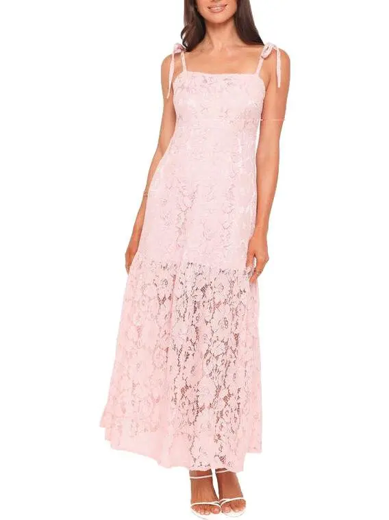 PETAL & PUP Lace Tie Strap Maxi Dress - Pink