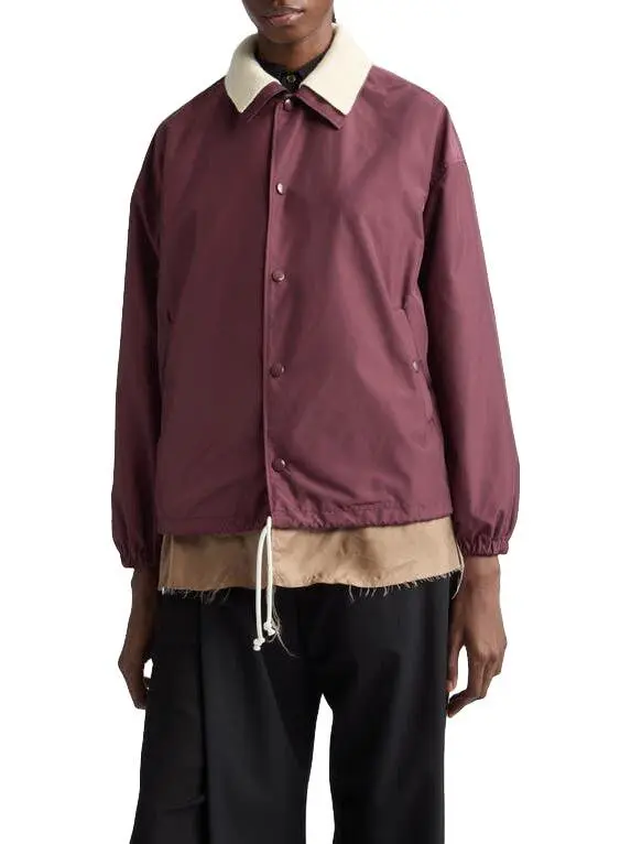 Undercover Mixed Media Stand Collar Jacket - Bordeaux