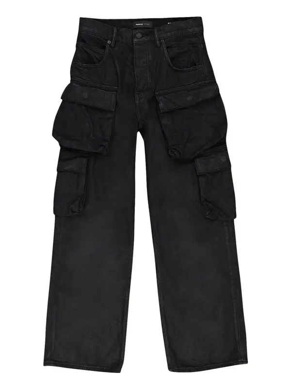 PURPLE BRAND Relaxed Double Cargo Skinny Jeans - Black