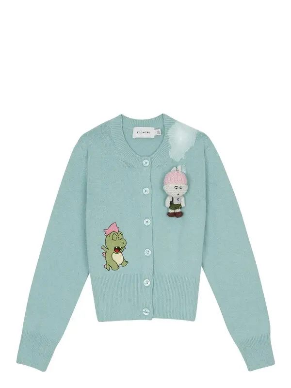 BRAIN DEAD Coach X Plush Character Cardigan - Green