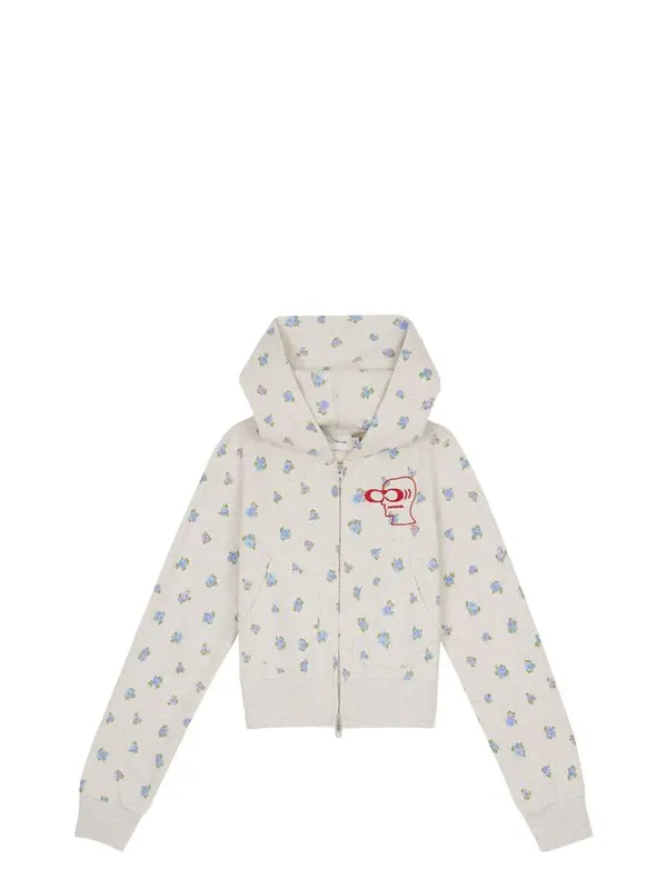BRAIN DEAD Coach X Shrunken Floral Print Hoodie - Grey