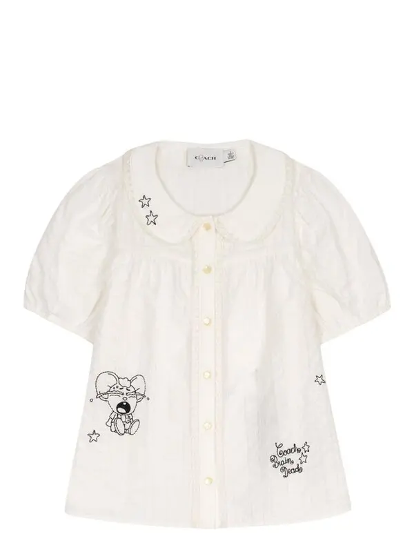 BRAIN DEAD Coach X Embroidered Button-down Blouse - White