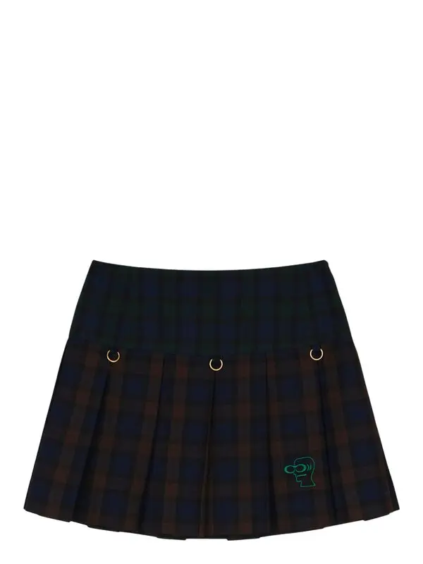 BRAIN DEAD X Coach Mini Plaid Pleated Skirt 'dark - Brown
