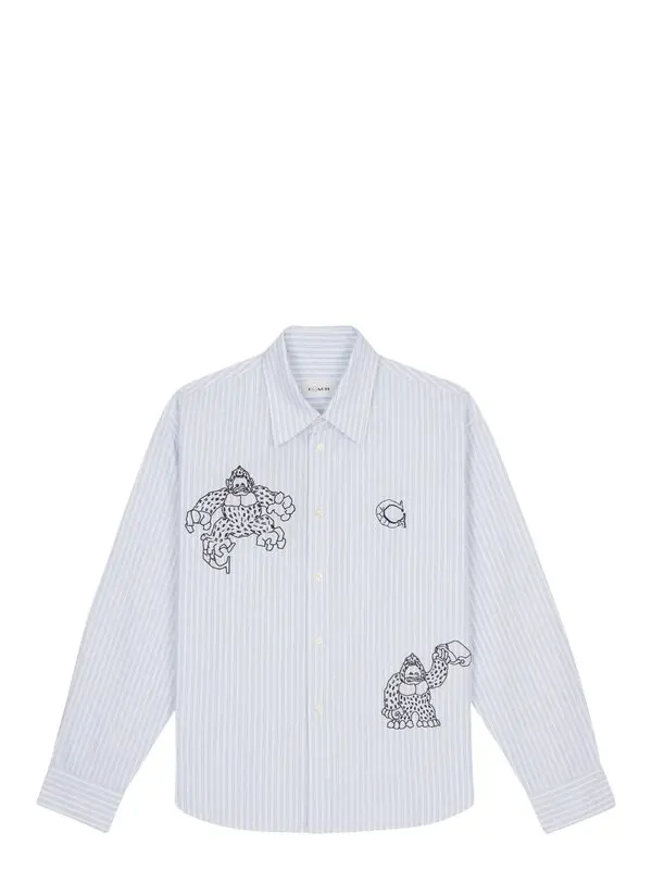 BRAIN DEAD X Coach Striped Long Sleeve Shirt - Blue