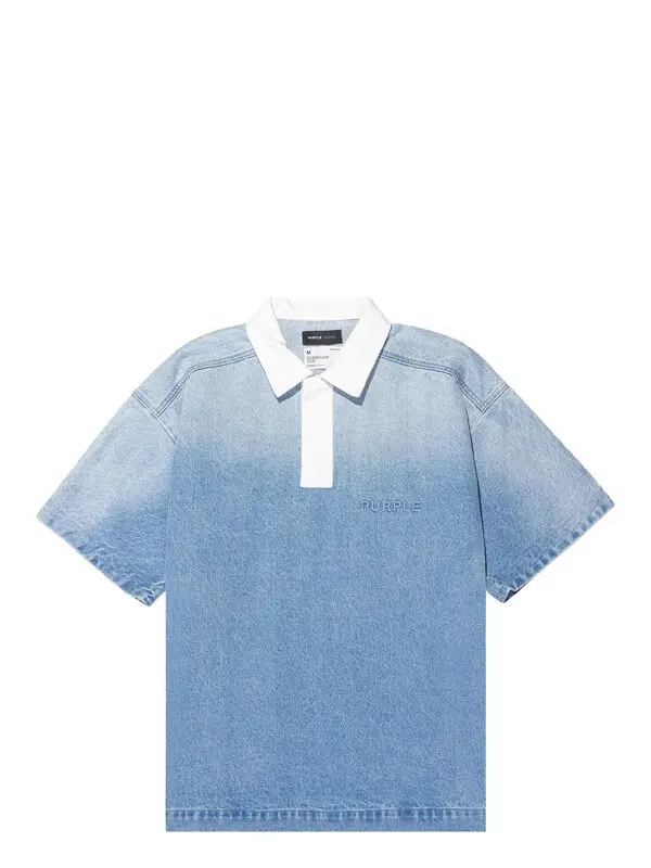 PURPLE BRAND Embossed Polo Shirt - Blue