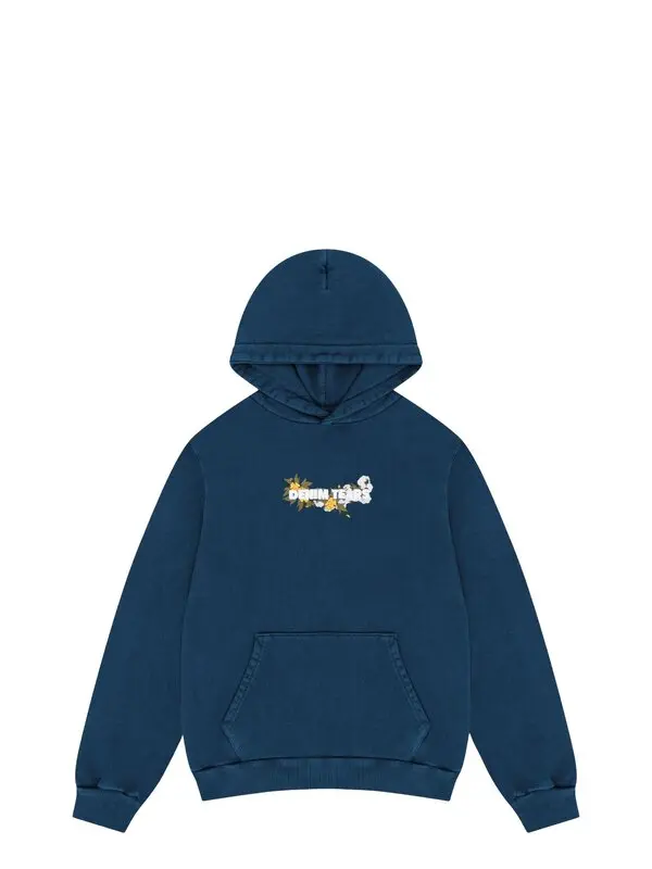 DENIM TEARS Floral Embroidered Logo Hoodie - Blue