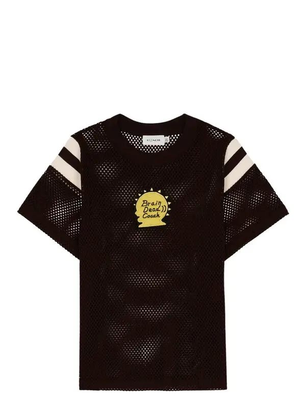 BRAIN DEAD Coach X Mesh Football T-shirt - Brown