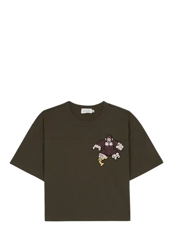 BRAIN DEAD X Coach Cropped Football T-shirt 'dark - Grey