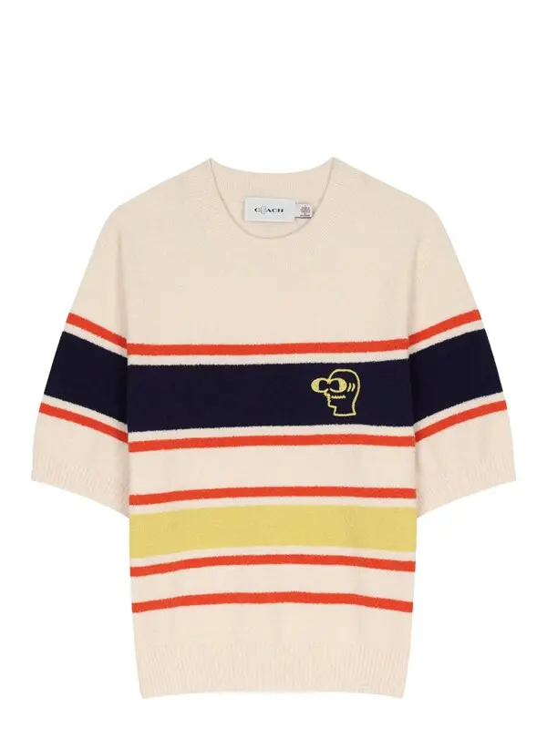 BRAIN DEAD X Coach Striped Knit Top - Cream