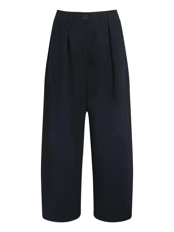 ME+EM Cotton Barrel-leg Trousers - Navy