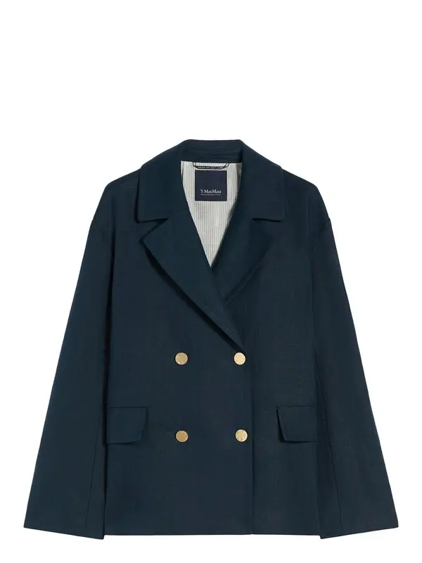 Max Mara Linen Double-breasted Avenue Blazer - Blue