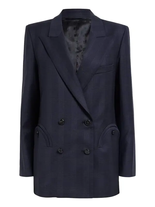 BLAZÉ MILANO Virgin Wool Double-breasted Blazer - Navy