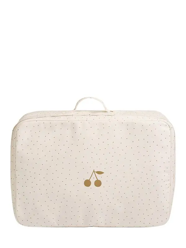 Bonpoint Coated Cotton Suitcase With Cherry Logo - Gold