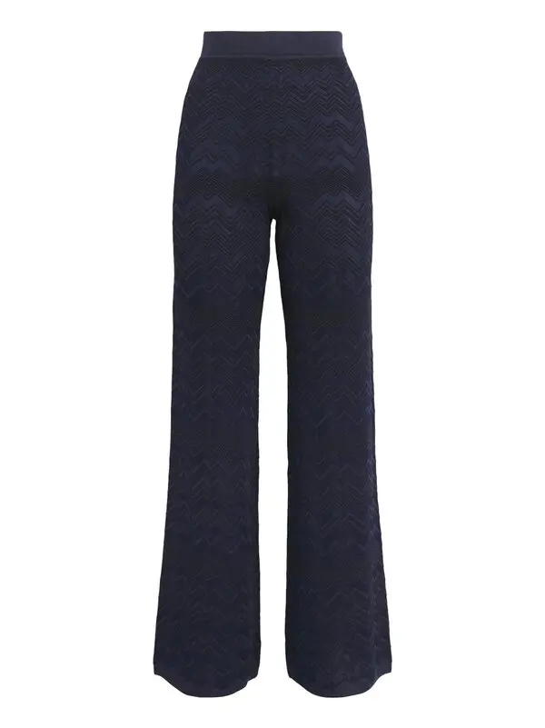 Missoni Zigzag Jacquard Knitted Trousers - Navy