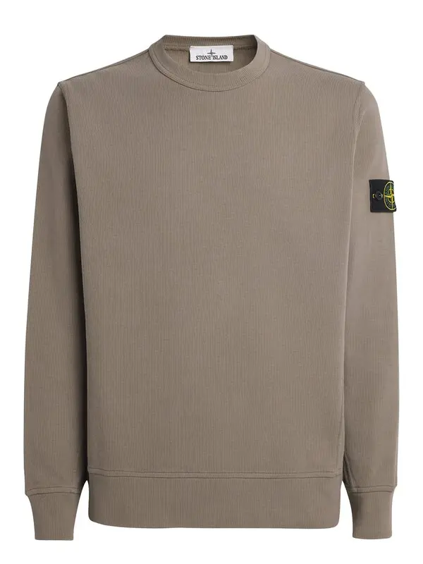 Stone Island Ribbed Compass Patch Sweatshirt - Green