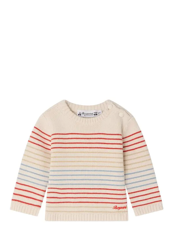 Bonpoint Striped Cotton-cashmere Sweater - Ivory
