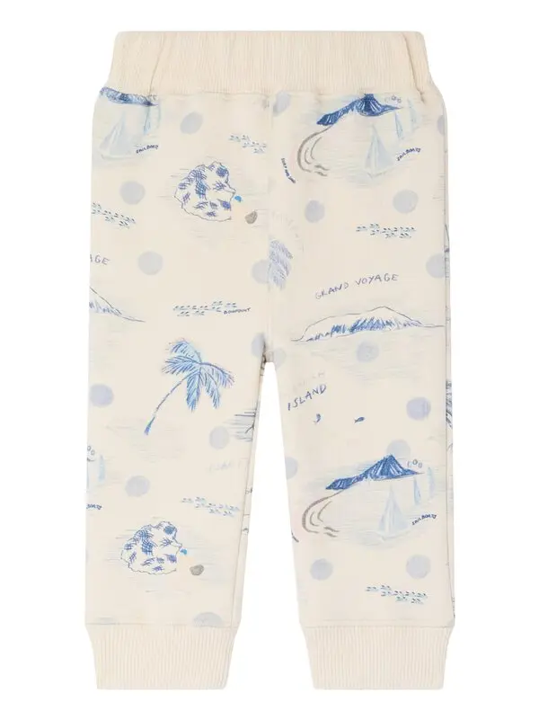 Bonpoint Cotton Printed Sweatpants With Elasticated Waist - Blue