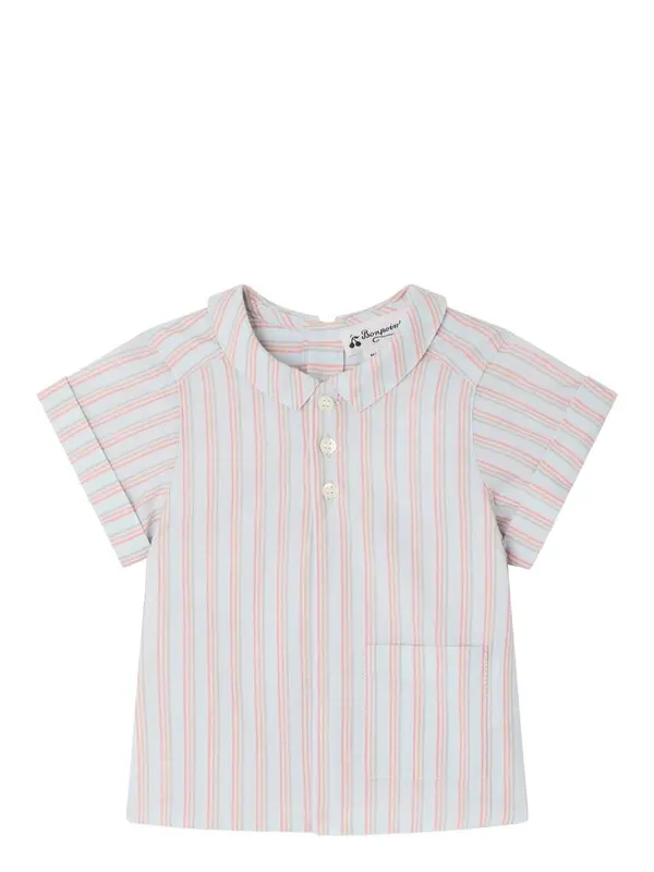 Bonpoint Cotton Striped Shirt - Turquoise