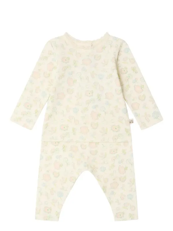 Bonpoint Cotton Floral Print Top And Trousers Set - Pink
