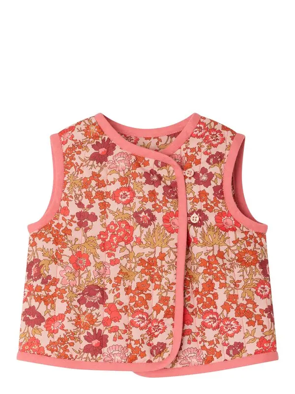 Bonpoint Floral Print Cotton Gilet - Pink