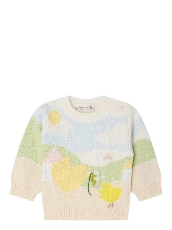 Bonpoint Cotton Blend Chick Sweater - Yellow
