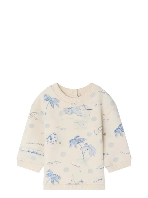 Bonpoint Organic Cotton Dady Sweatshirt With Graphic Print - Blue