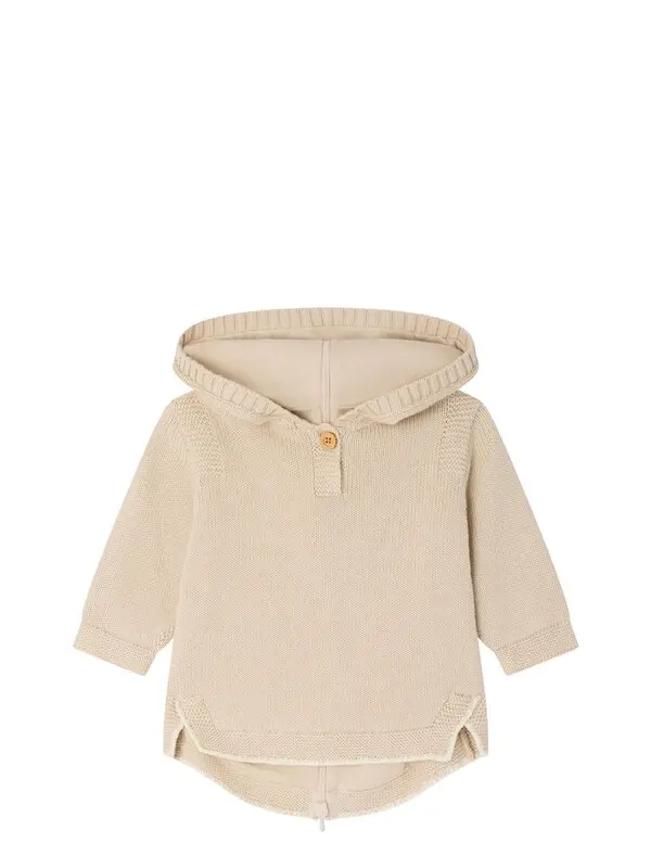 Bonpoint Cotton Longline Hoodie - Beige